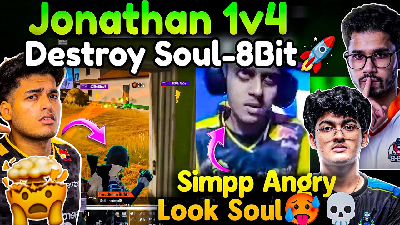 Jonathan 1v4🤯Destroy Soul-8Bit🥵Simpp Angry Look On Soul💀😡 Godlike On ...