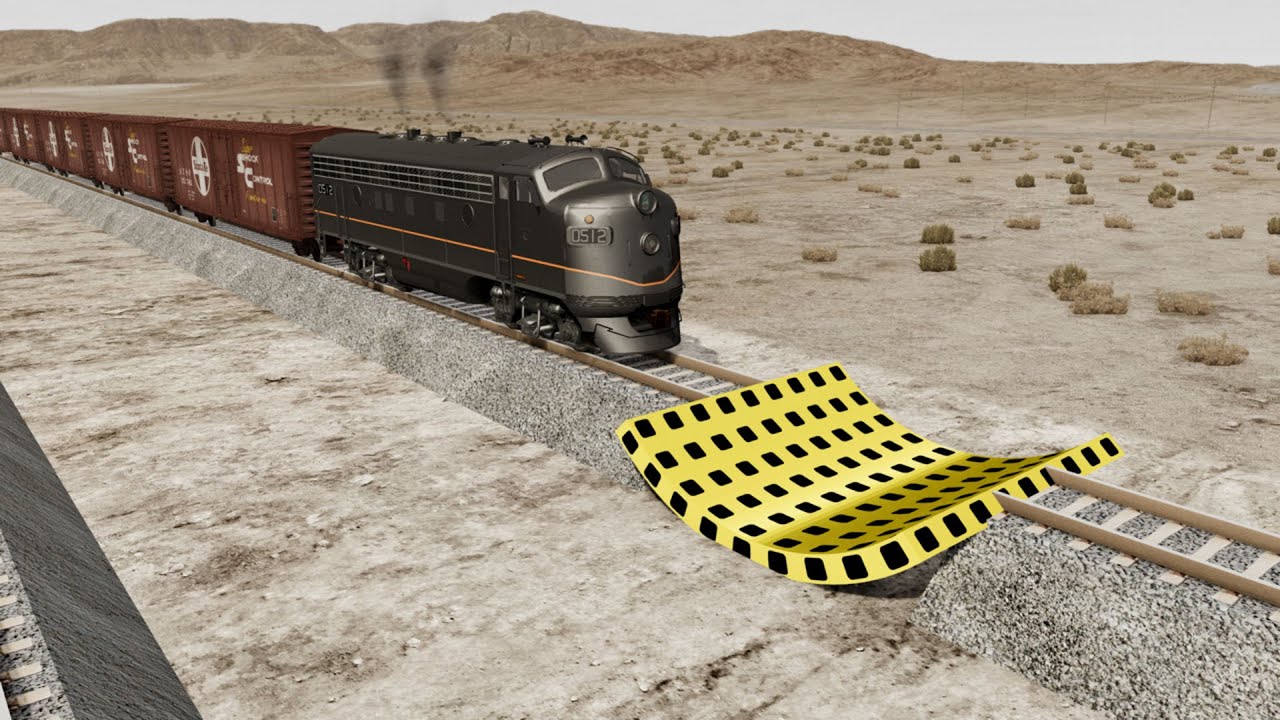 BeamNG.Drive - Trains vs Down Speed Bumps Crashes 115 | BeamNG High ...