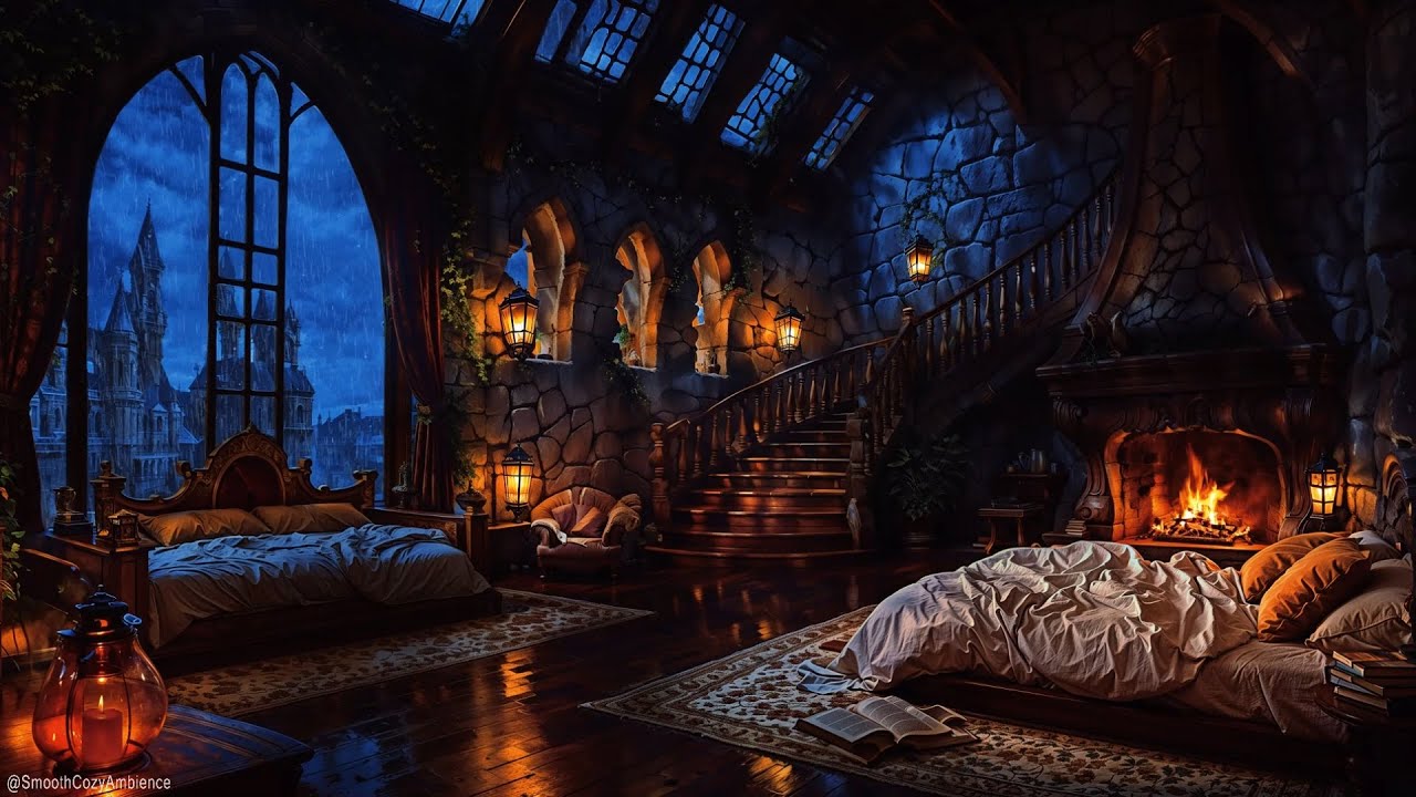 Sleep Instantly in a Cozy Medieval Castle Badroom - Rain and Thunder ...