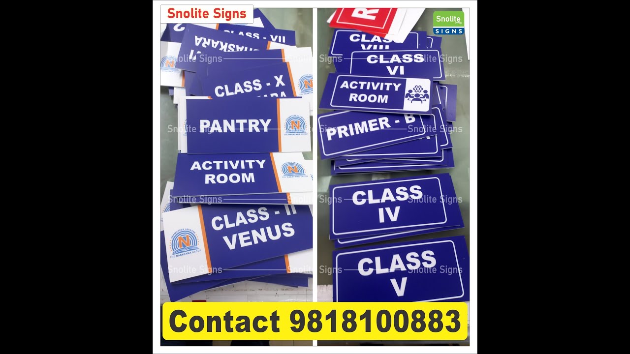 Acrylic Classroom sign board signages, Double side Acrylic Classroom ...