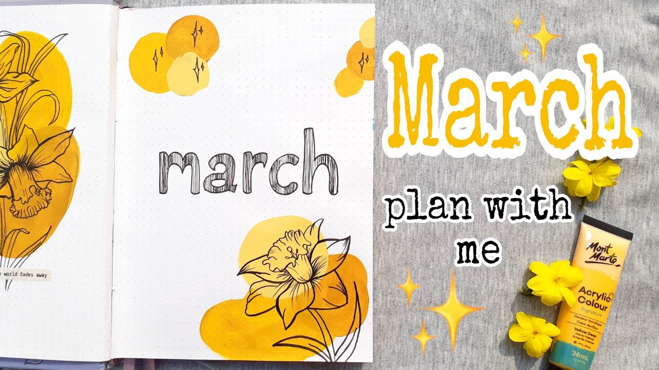 March 2023 Bullet Journal Setup || Daffodil Theme 🌼🏵💛 - YouTube