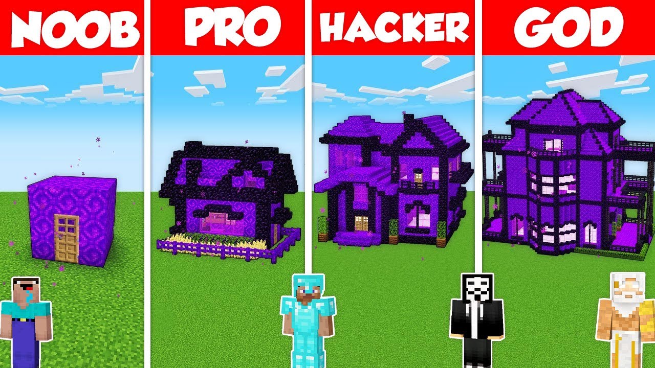 NETHER PORTAL BASE BUILD CHALLENGE - Minecraft Battle: NOOB vs PRO vs ...
