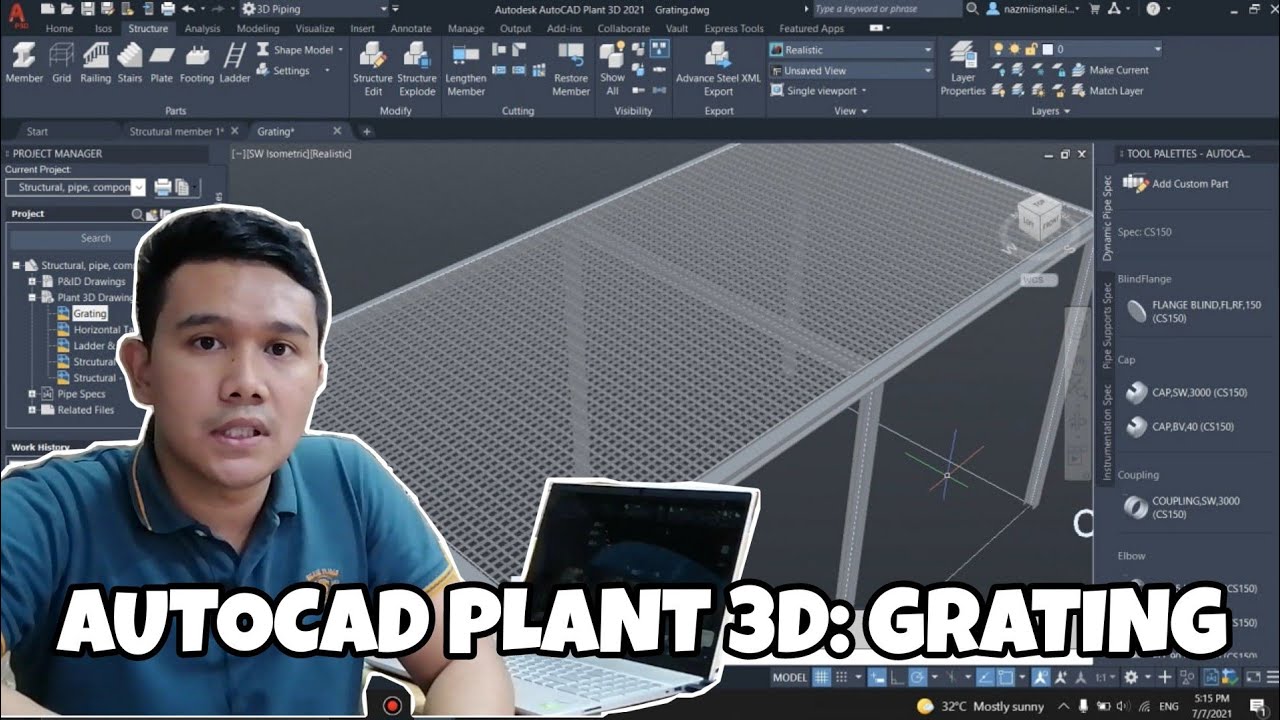 AutoCAD Plant 3D: Grating Modeling Tutorial (Bahasa Melayu) - YouTube