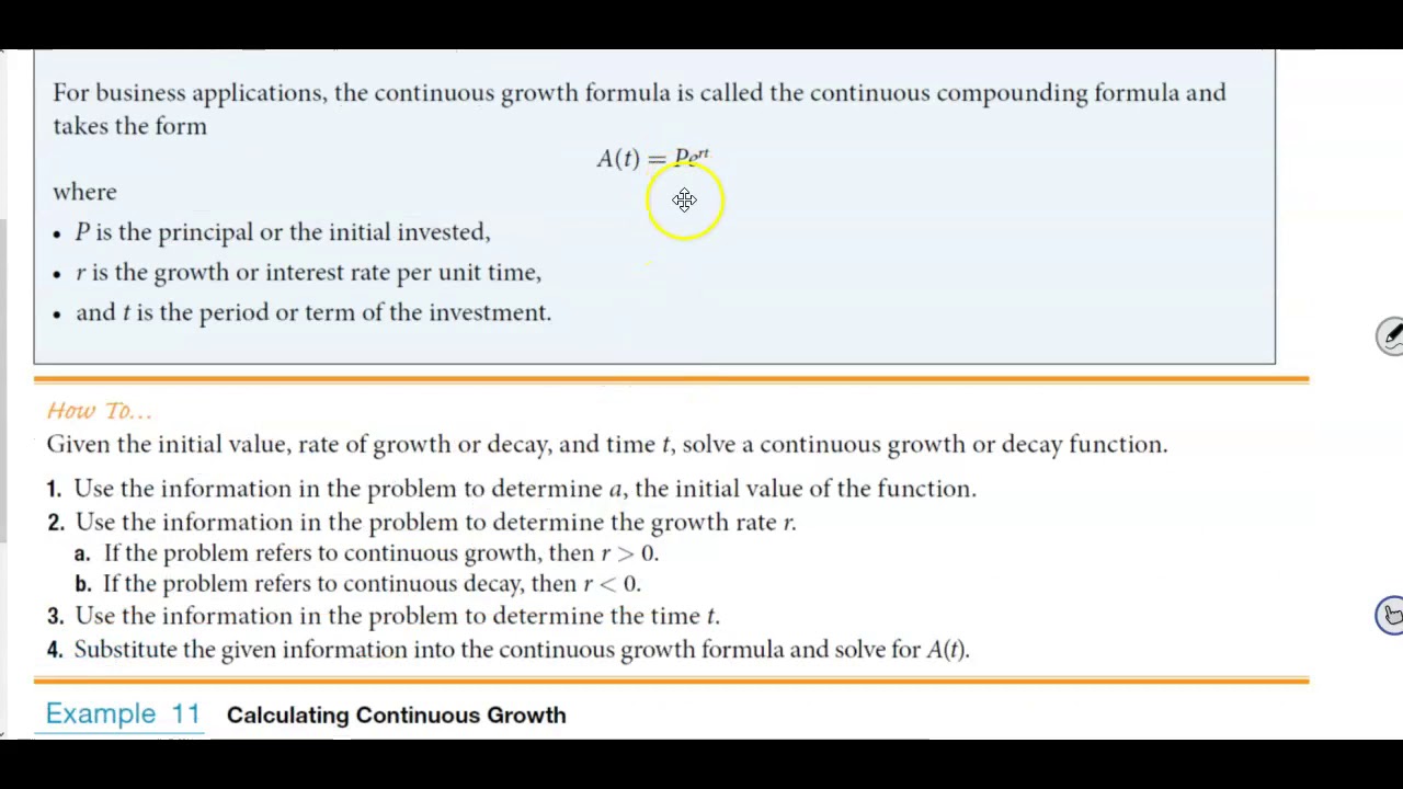 Math 10 6.1 Example 11 Calculating Continuous Growth - YouTube