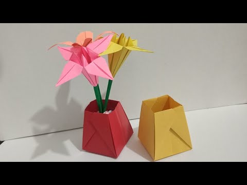 Origami Vase | How to make paper vase simple and easy| DIY crafts - YouTube