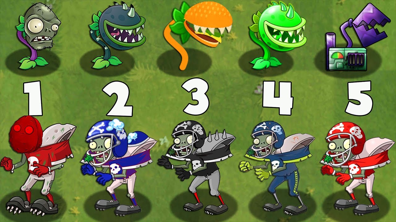 PvZ All CHOMPER Plant VS All FOOTBALL Zombie - PvZ Mod Team Plants ...