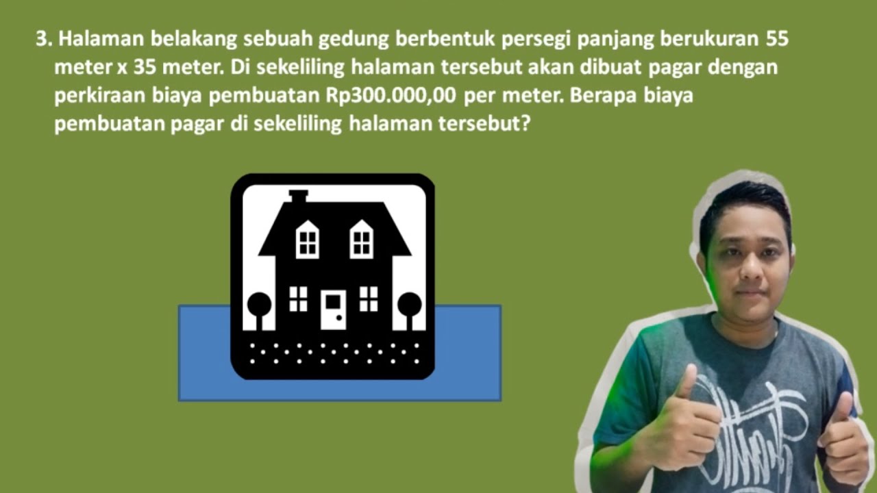 Halaman belakang sebuah gedung berbentuk persegi panjang berukuran 55 ...
