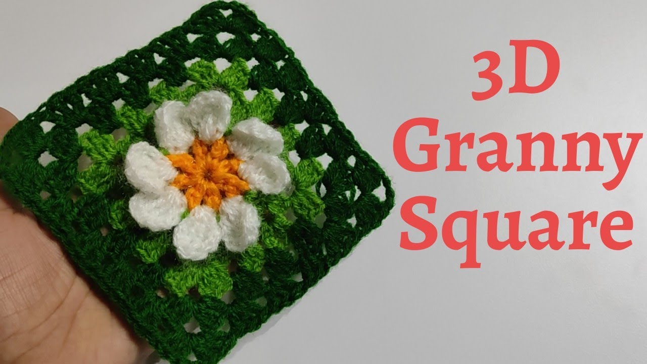 Crochet 3D granny square step by step Hind tutorial. - YouTube