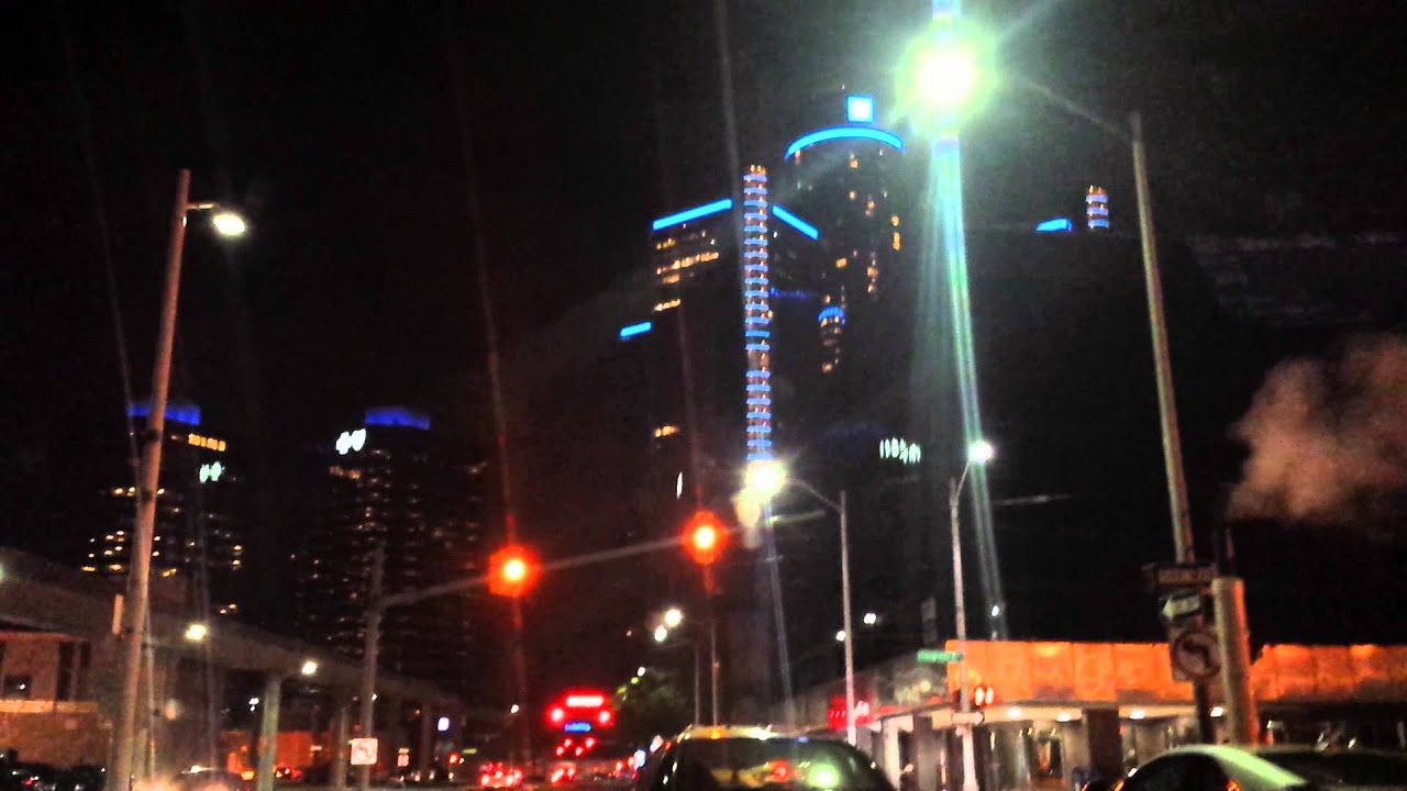 Downtown Detroit at night - YouTube