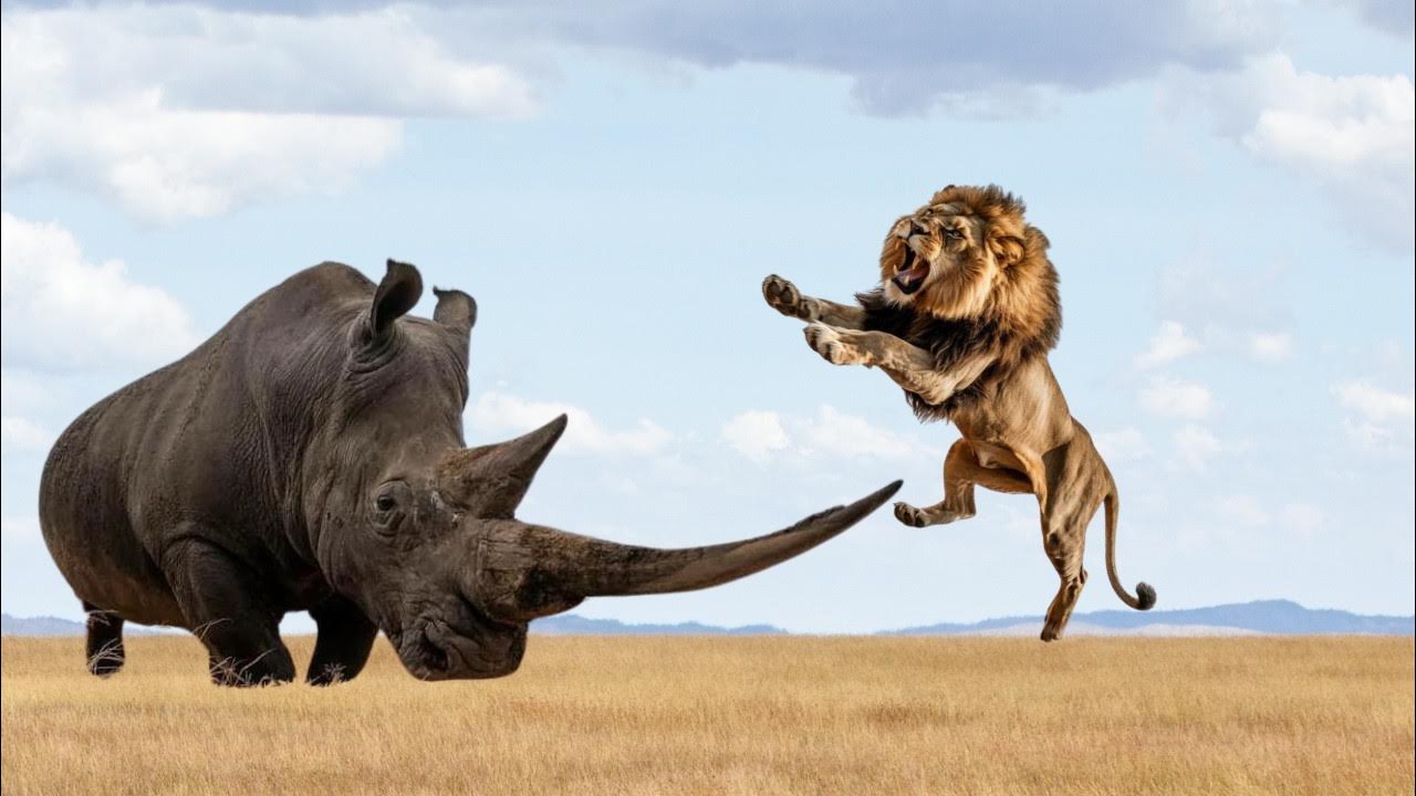Lion vs. Rhino: Who's the Stronger Beast? - YouTube
