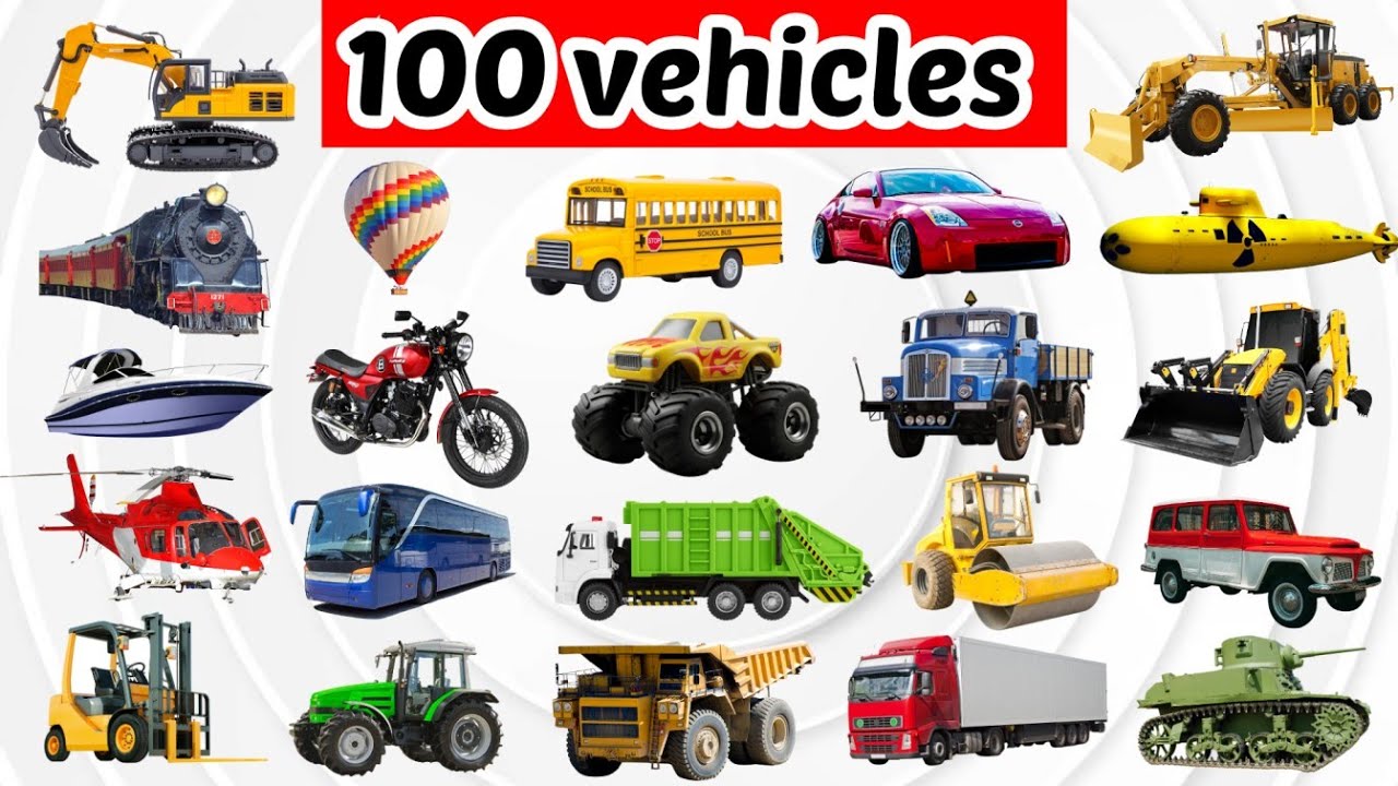 100 Vehicle Names | Types of Vehicles in English | Mode of Transport ...