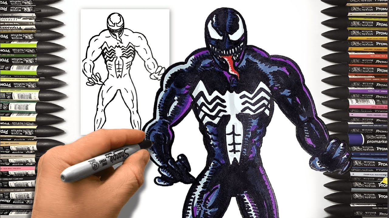 How To Draw Venom! | Fortnite & Marvel | Step by Step Tutorial - YouTube