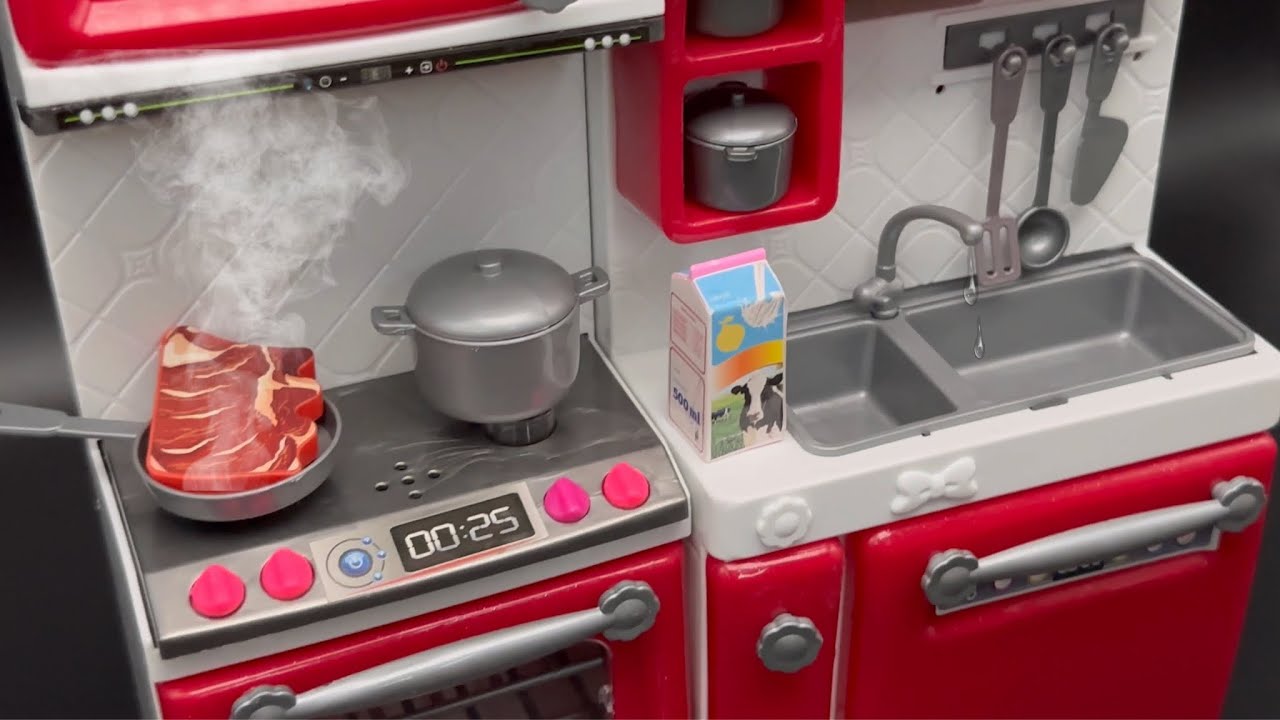 10 Minutes Satisfying with Unboxing Cute Red Mini Kitchen | ASMR (no ...