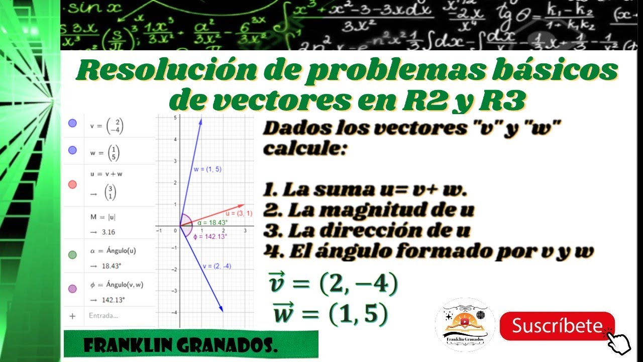 Resolución de problemas básicos de vectores en R2 y R3. Hallando suma ...