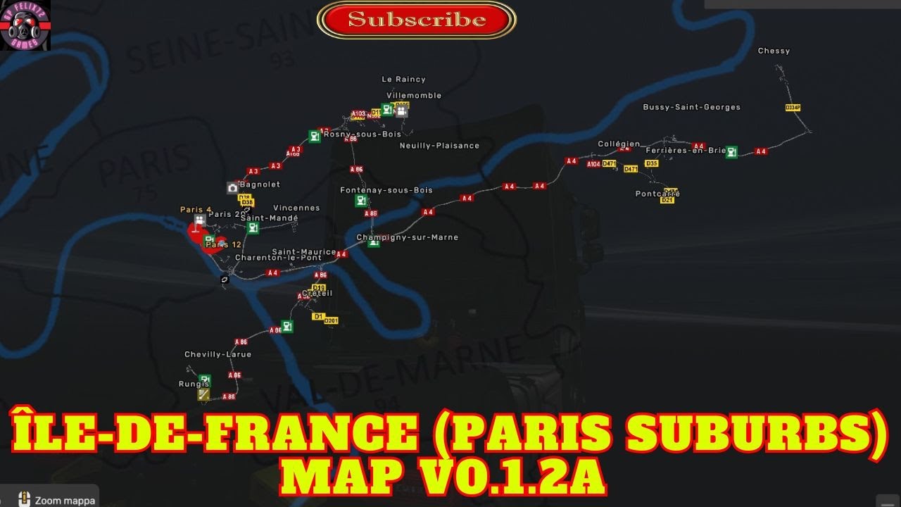 Île-de-France (Paris Suburbs) Map v0.1.2a for ETS2 1.51 - YouTube