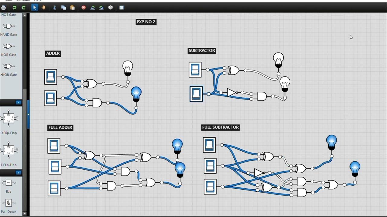 Logic Gates Experiments Using Logicly Software - YouTube