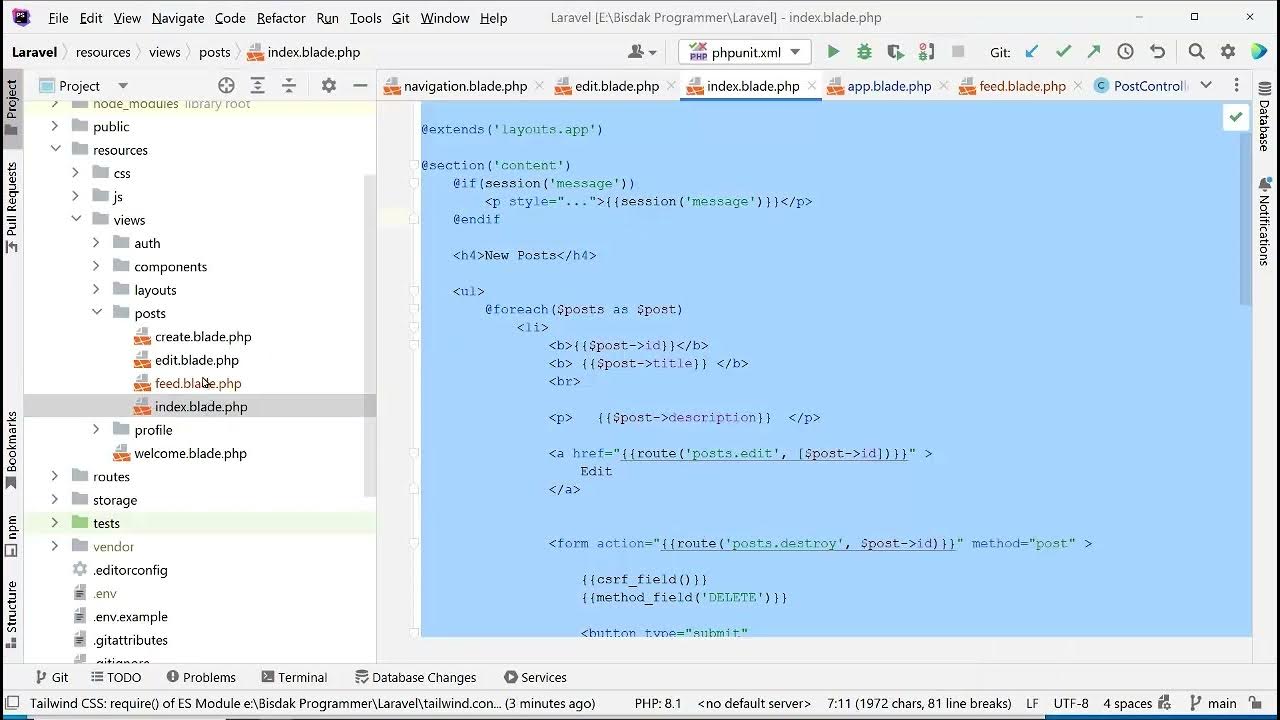 Tutorial 16 - Laravel posts and adding feeds - YouTube