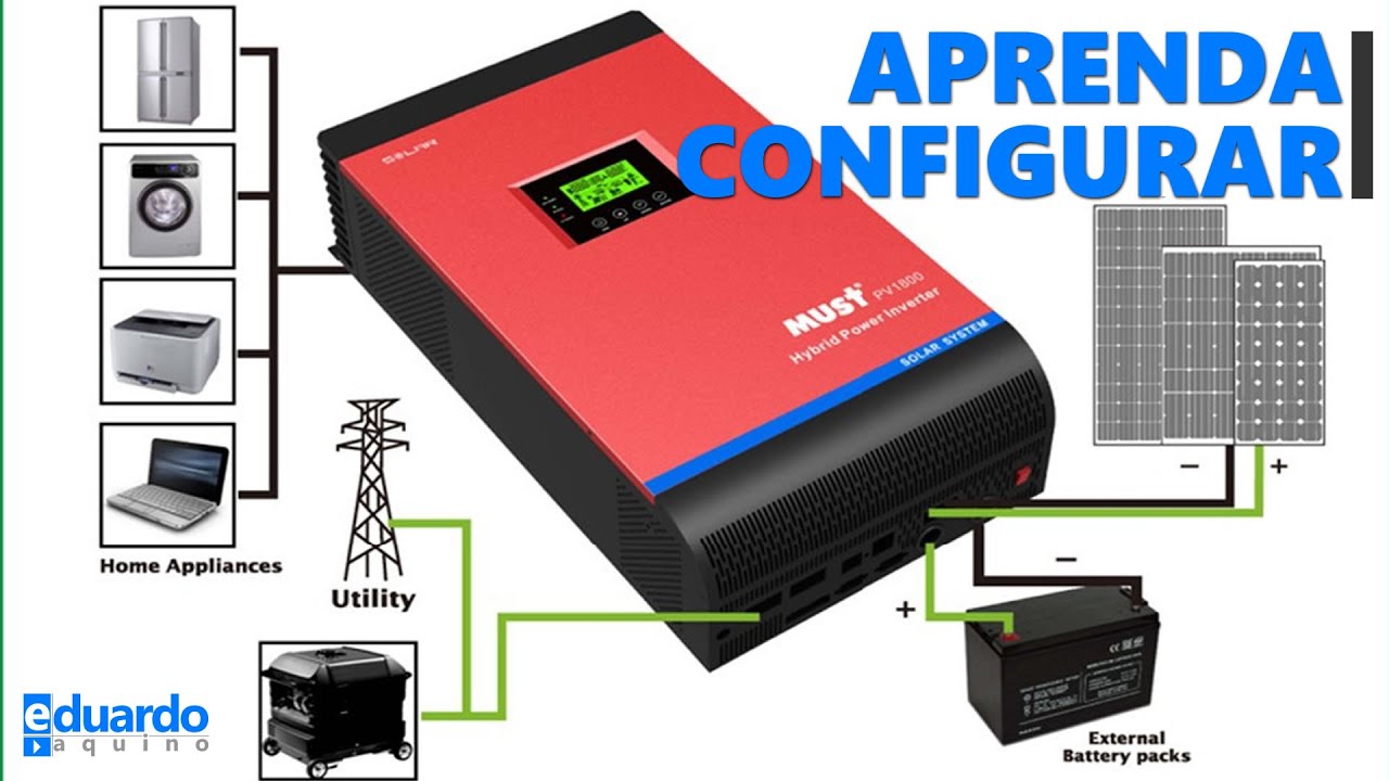 COMO CONFIGURAR INVERSOR HÍBRIDO 3000W MPPT Must Solar - YouTube