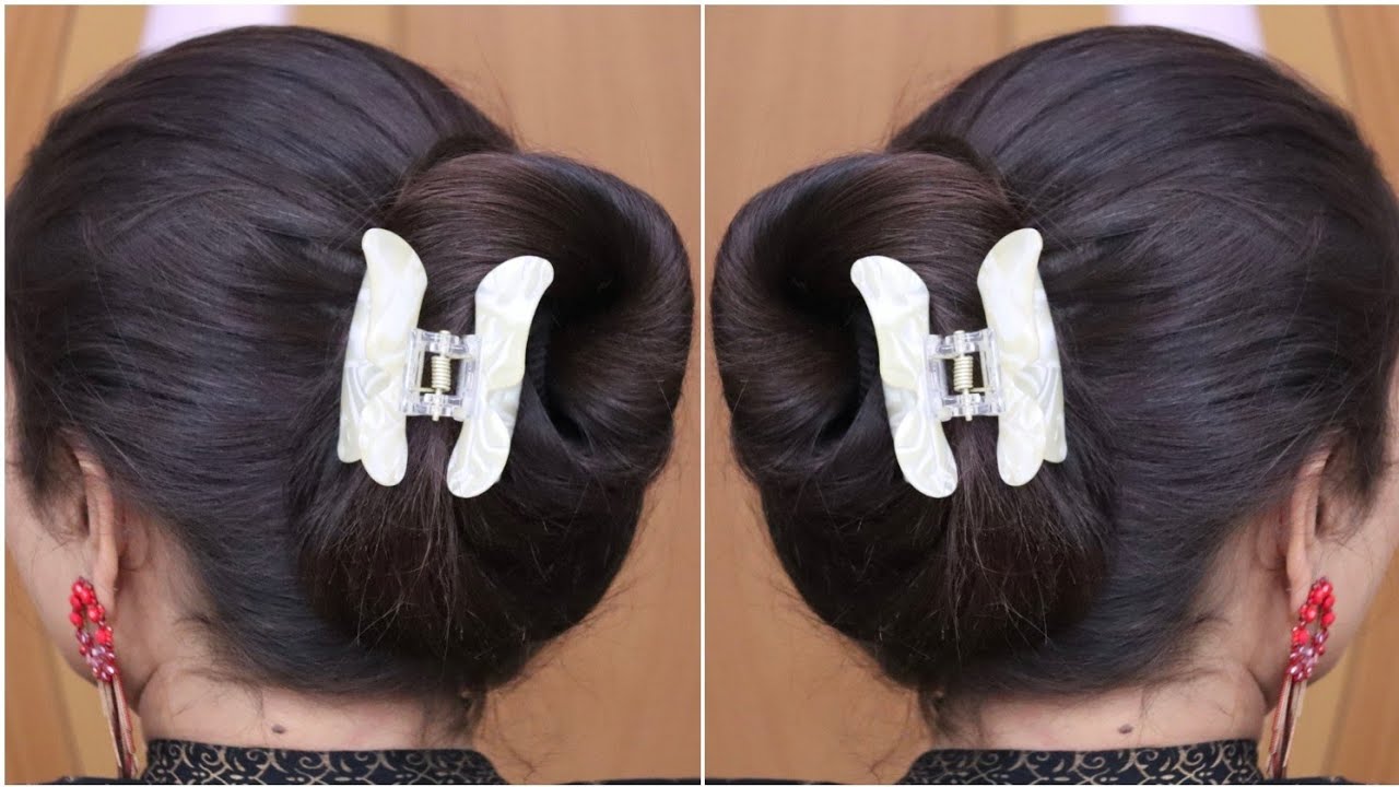 Simple Clutcher Juda Bun Hairstyle For Long Hair | Clutcher Juda ...