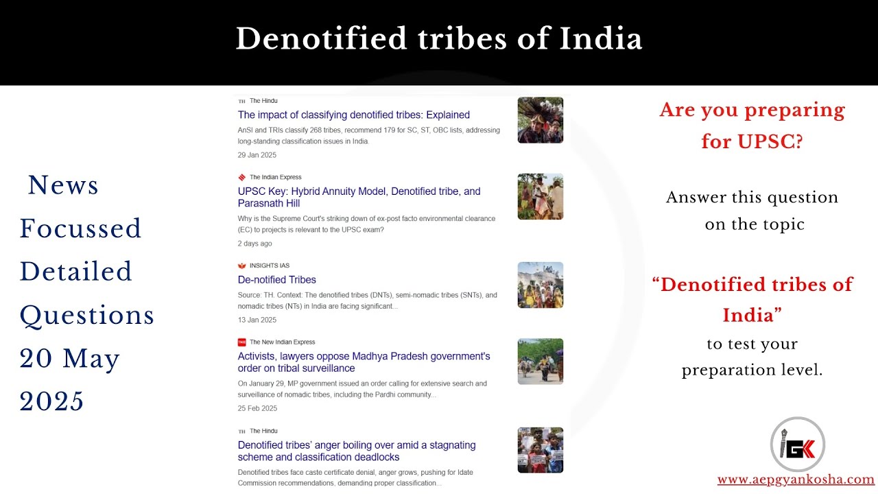Denotified tribes of India 20 may 2025 - YouTube