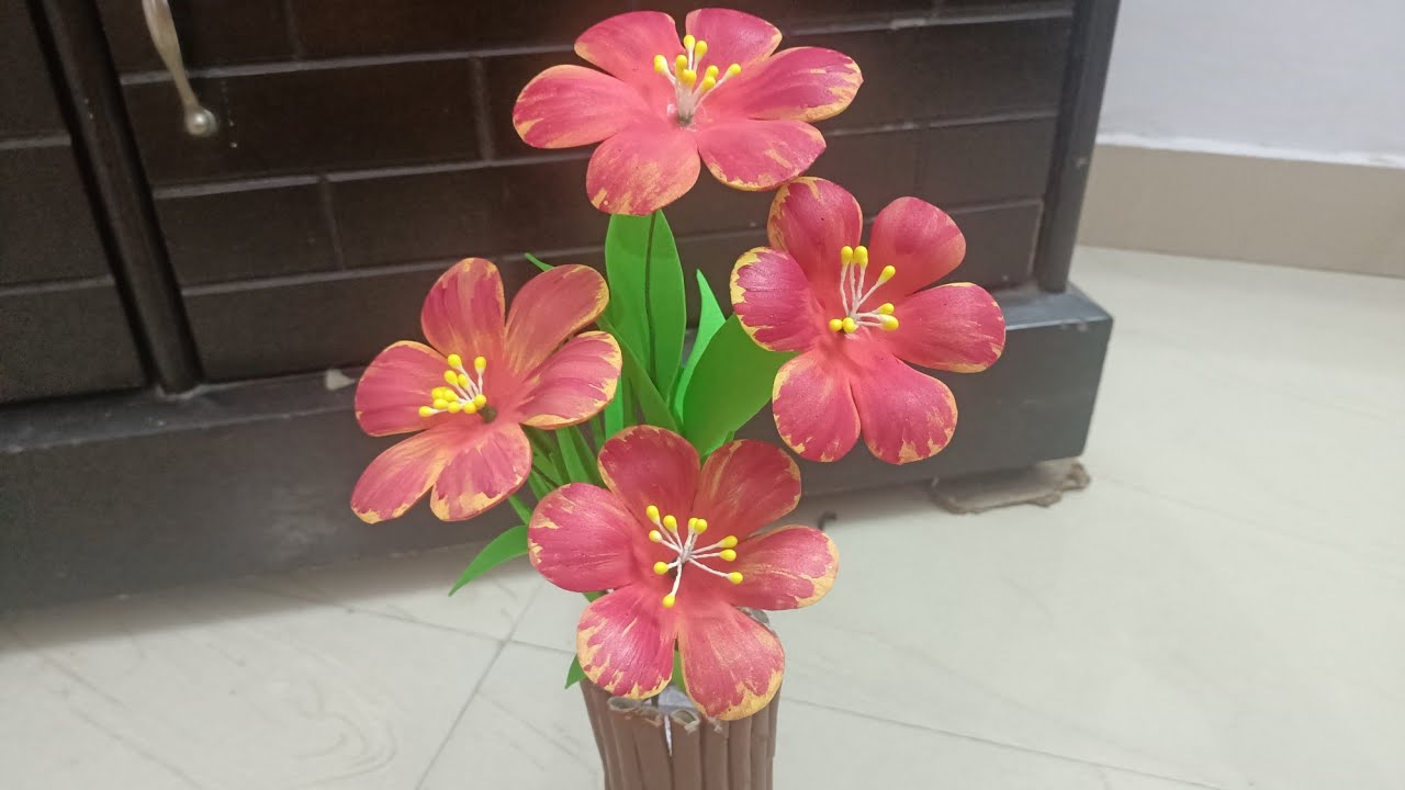 Easy Artificial Flower Making ll How To Make Foam Sheet Flower - YouTube