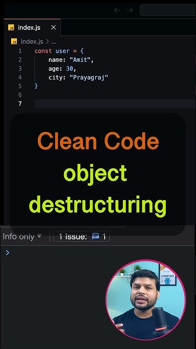 Clean code using object destructuring in javascript. #javascipt #codingbuddha - YouTube