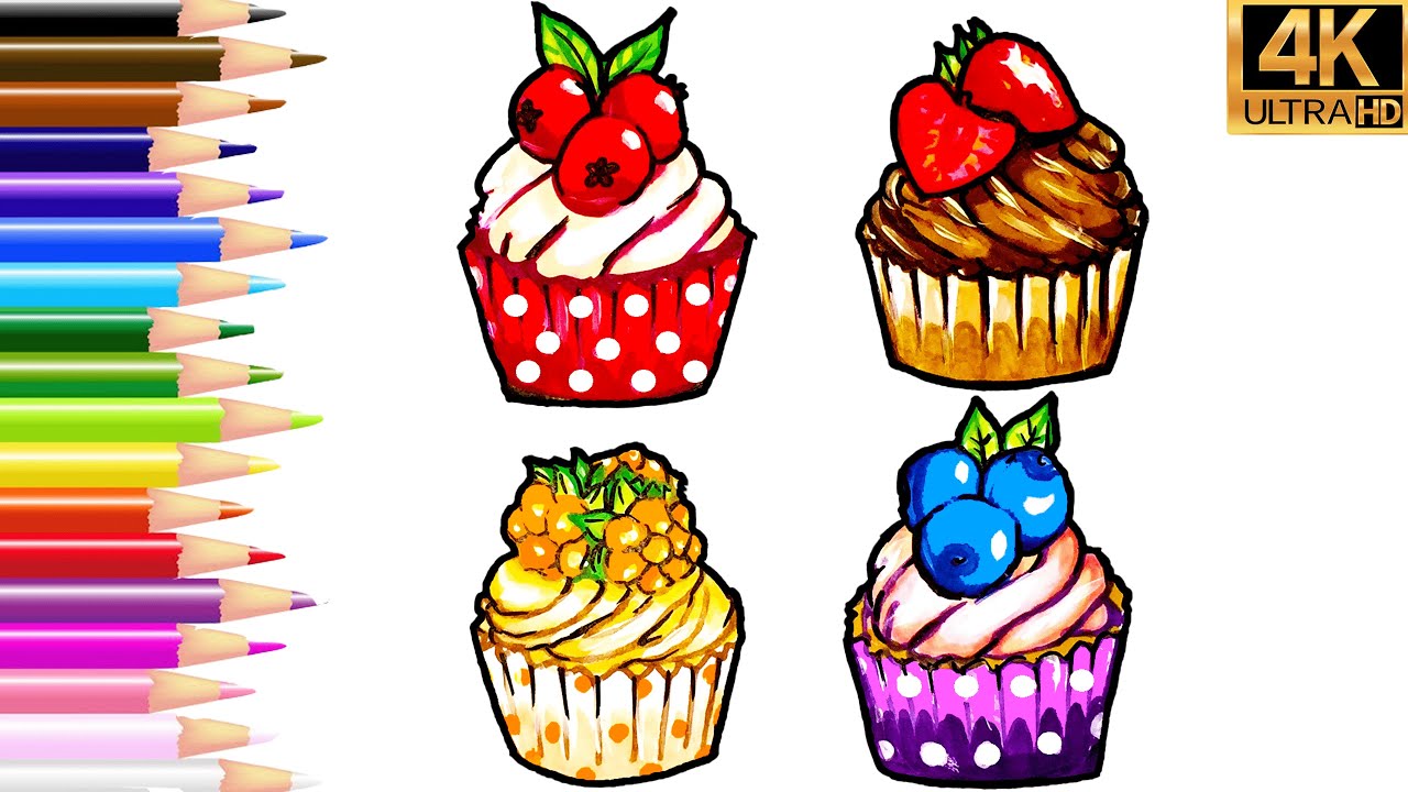 How to draw a Cute Cupcake | Easy Cupcake Drawing 🐼 & Painting ...