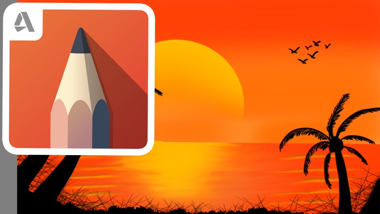 Evening Sunset using Sketchbook - YouTube