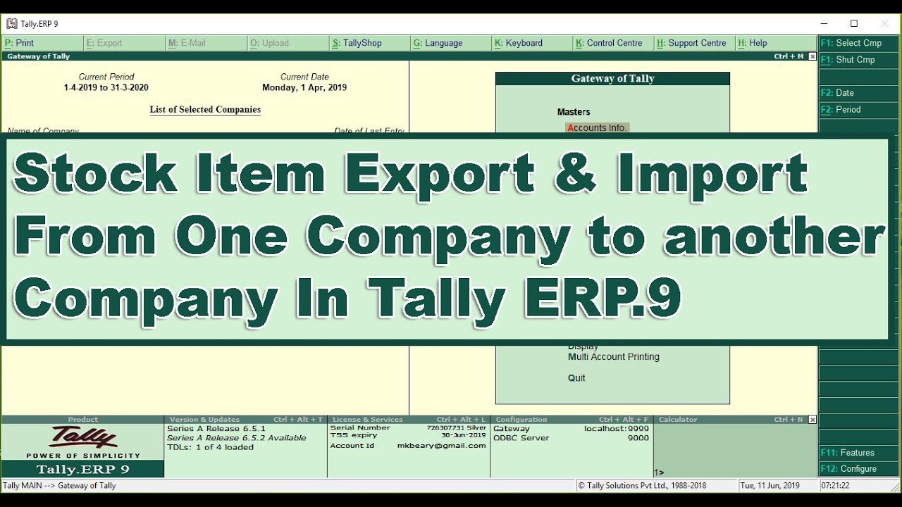 Stock Item Export and Import From One Company to Another Company In ...