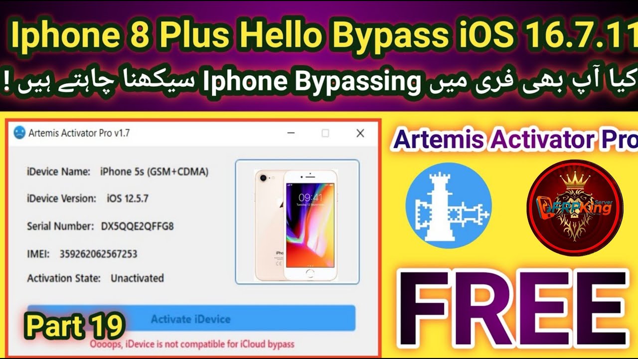 Iphone 8 plus Hello Bypassing in 2025 Free by Artemis Activator Pro ...