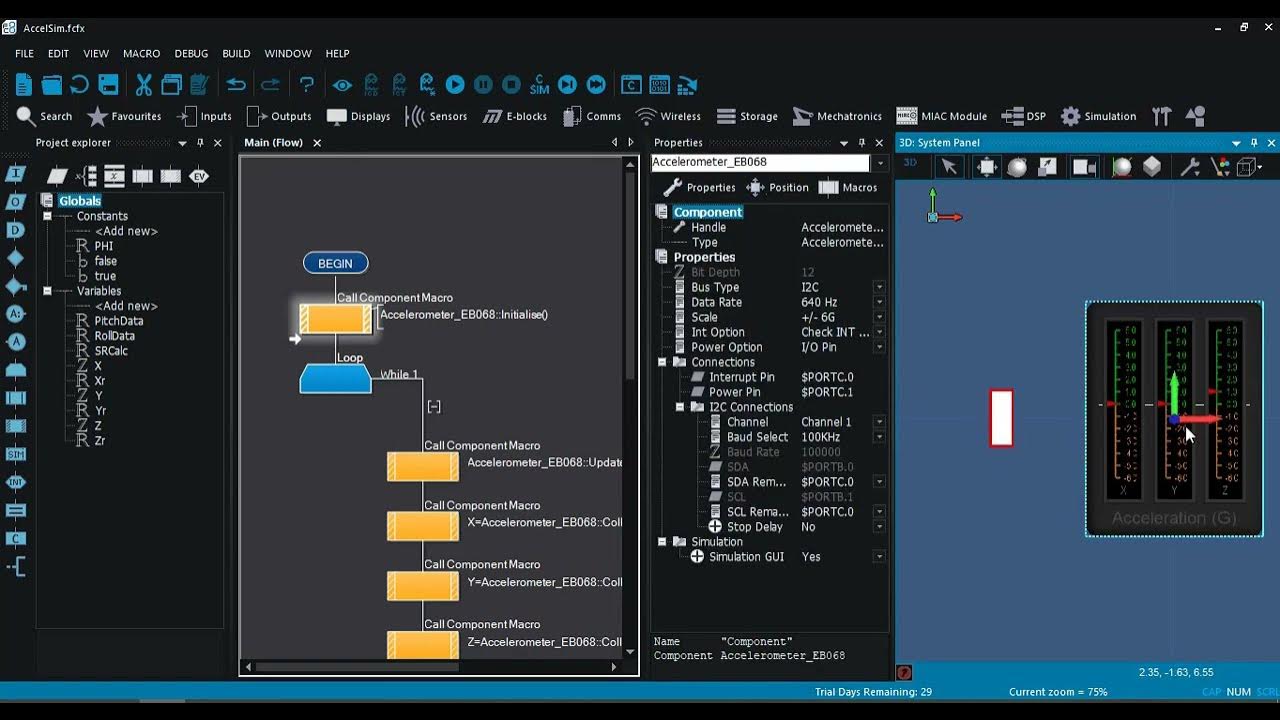 use flowcode with GY-511 module - YouTube