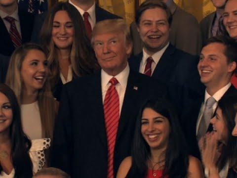 Trump Scolds Press During Intern Photo-Op - YouTube