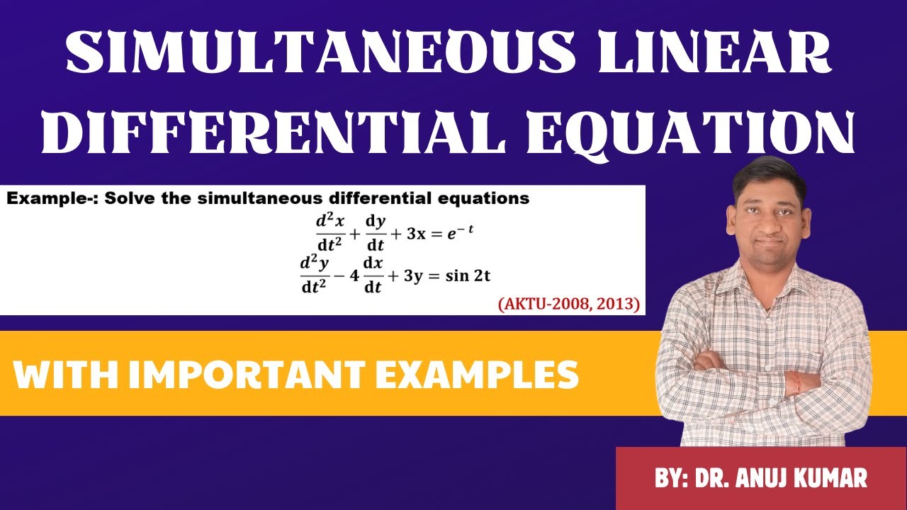 SIMULTANEOUS LINEAR DIFFERENTIAL EQUATION | IMPORTANT EXAMPLE WITH ...