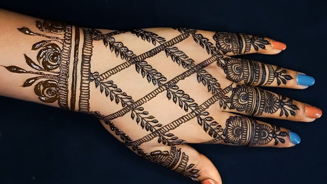 New grid mehandi design | Grid mehandi design for Rakshabandhan | Grid ...