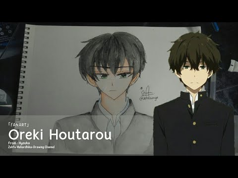 FANART || Oreki Houtarou (From : Hyouka) || Watercolor Painting - YouTube