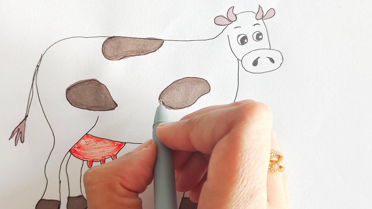 How to draw a cute Cow/ Easy Cow drawing Step by step tutorial for ...