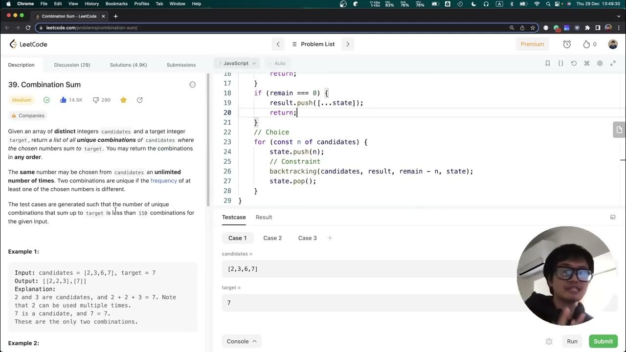 LC in JS: 39. Combination Sum [Backtracking] - YouTube