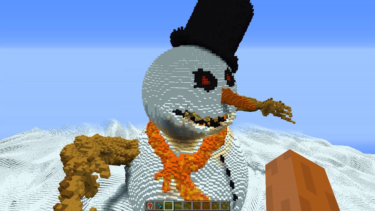 Blew up a huge snowman with a nuclear cannon in Minecraft - YouTube