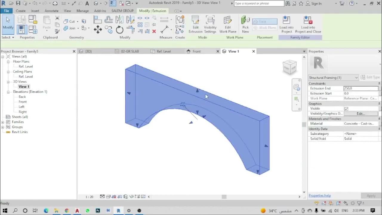 Create Arched Beams Family in Revit - YouTube