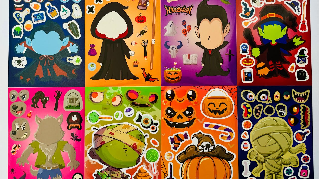 [Sticker ASMR] 🎃👻 HALLOWEEN MONSTER STICKER BOOK 👹🕷️ Dress Up Fun! 🦇💀👽 ...