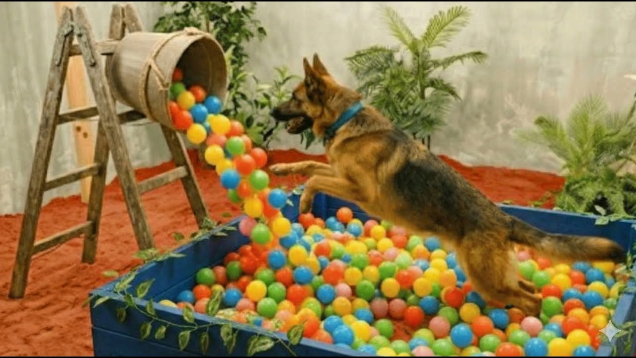 Dog Gets a GIANT Ball Pit Surprise - YouTube