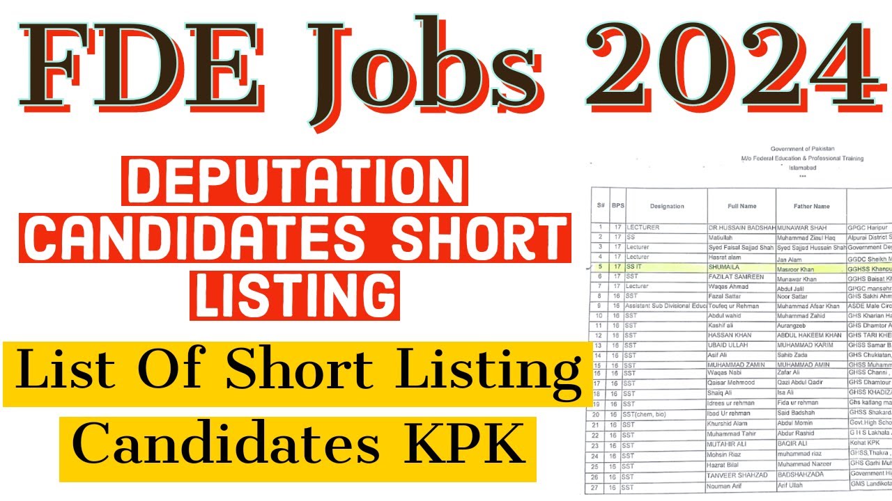 FDE Deputation Candidates Short listing 2024 - FDE List Of Short ...