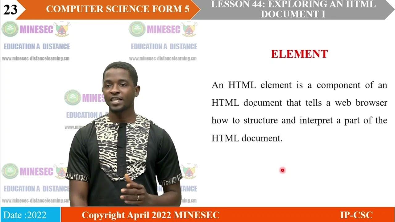 IP INFO Computer Science Form 5 Lesson 44 EXPLORING AN HTML DOCUMENT 1 ...