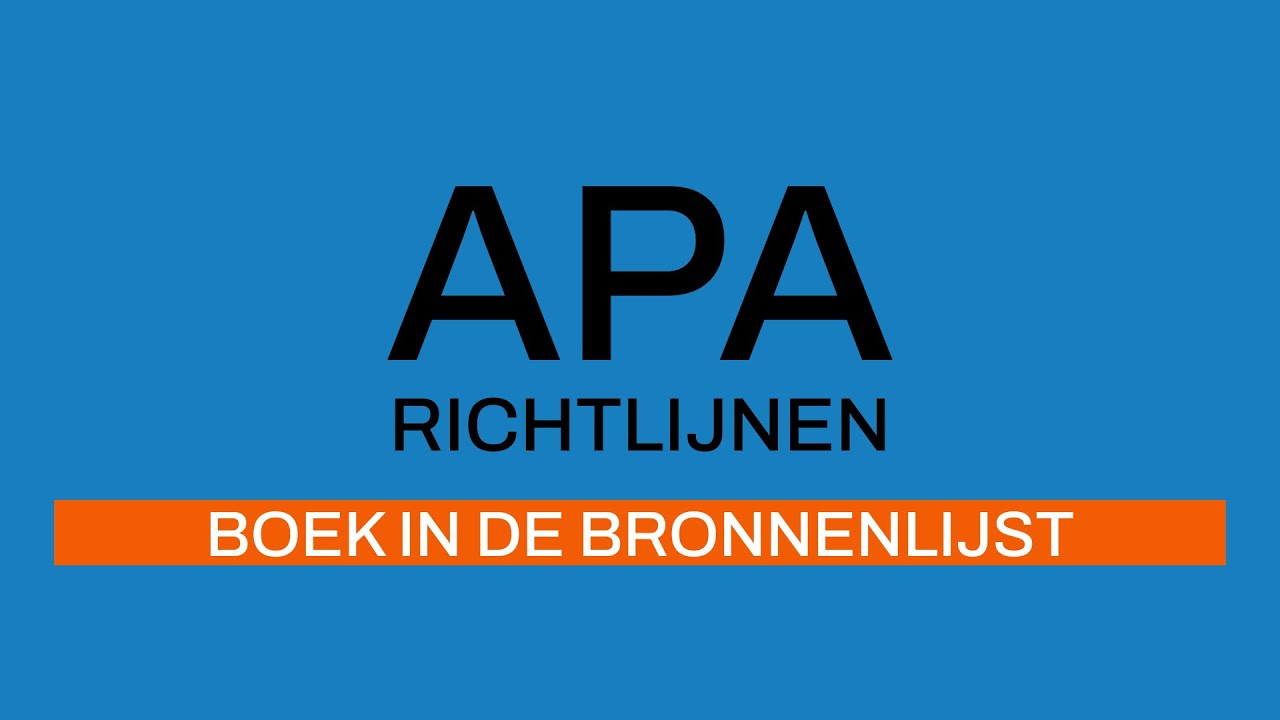 APA-richtlijnen 7e editie: Boek - YouTube