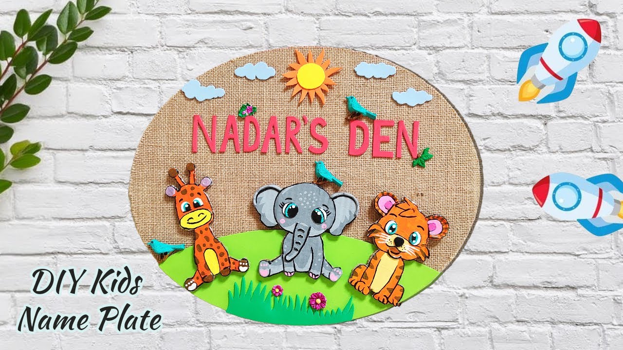Creative Kids Room Name Plate using Cardboard | DIY Kids Room Decor ...