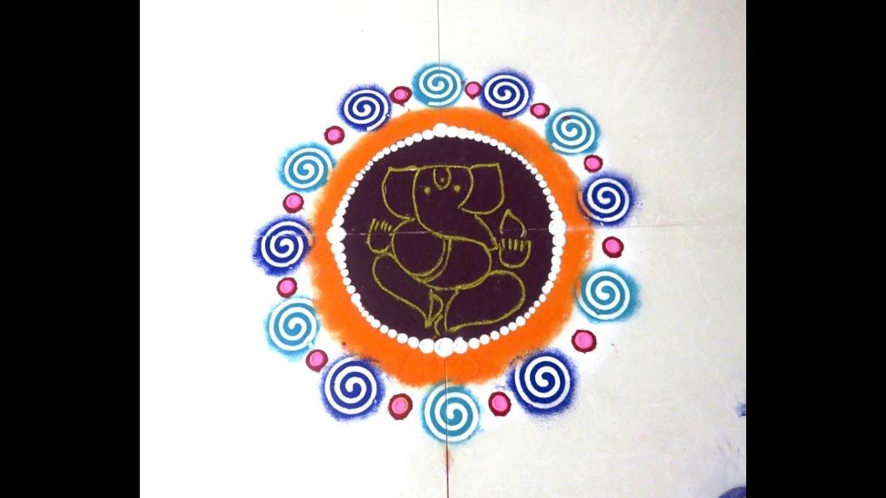 ganpati rangoli /latest ganesh rangoli design / ganesha kolam / ganesha ...