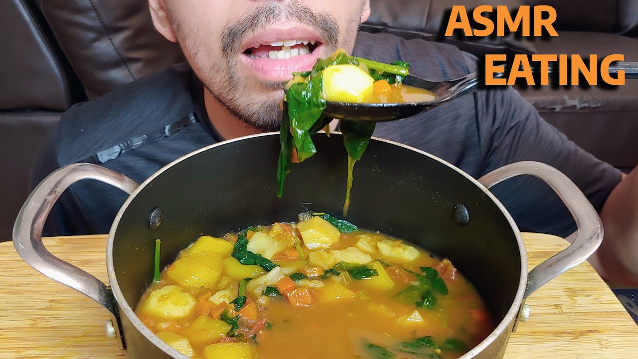 ASMR CHUNKY VEGETABLE SOUP MUKBANG EATING SOUNDS - YouTube