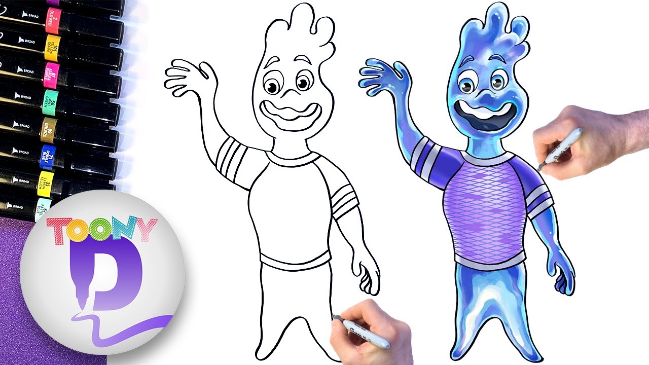 How to Draw Wade Ripple | ELEMENTAL - YouTube