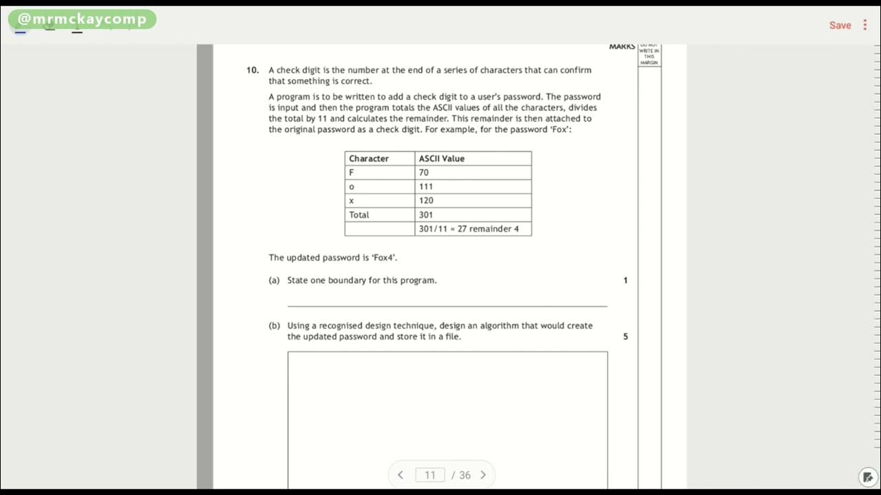 Higher Computing 2023 Q10 Check Digits - YouTube