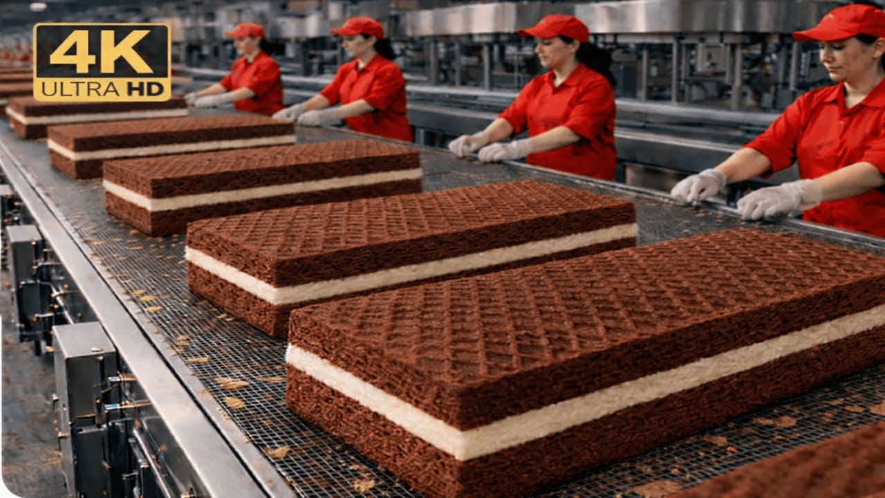 Inside Wafer Biscuit Factory Process 🍪 How Wafer Biscuits Are Made ...